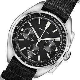 Bulova Lunar Pilot Black Dial Chronograph Men's Watch 96A225